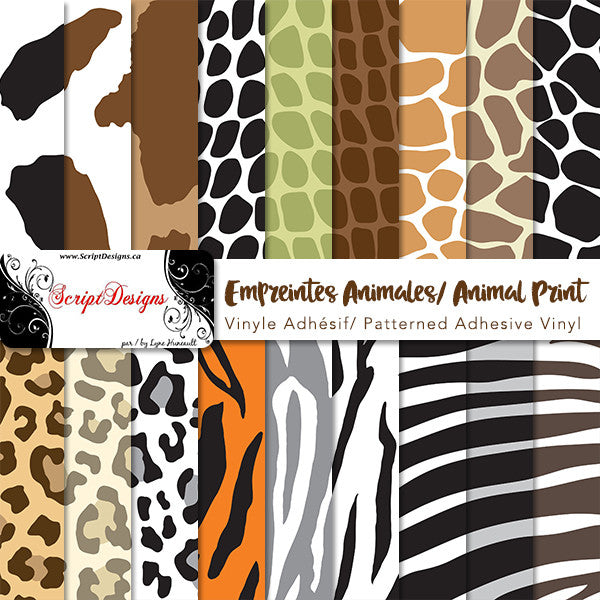 Animal Print - Patterned Adhesive Vinyl (18 Different designs availabl ...