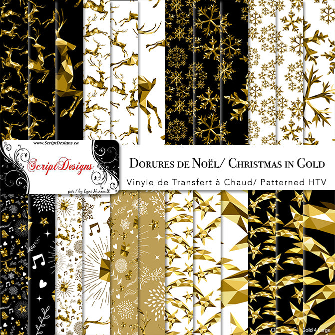 Christmas in Gold - Patterned HTV (26 different designs available ...